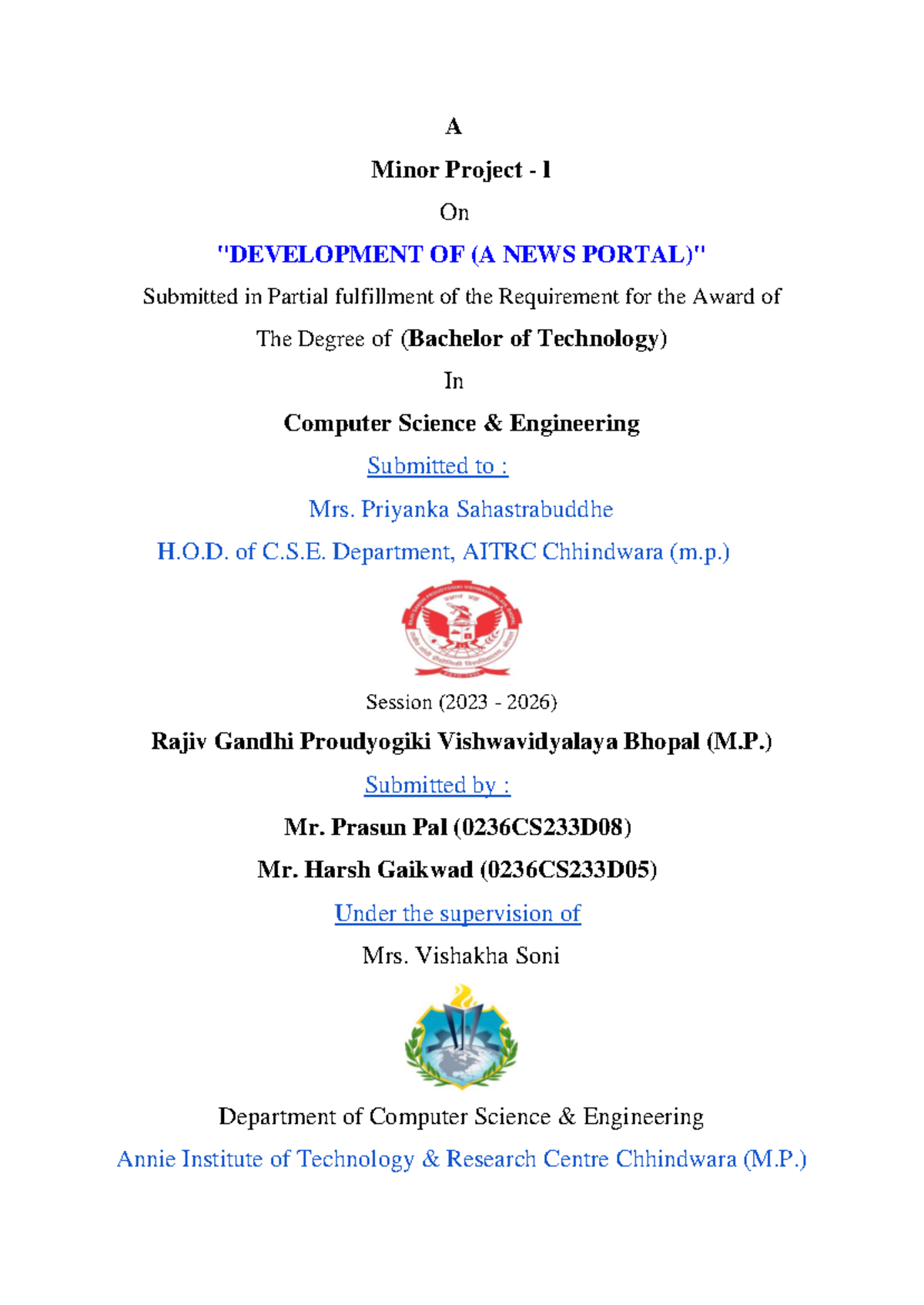 Minor Project Synopsis Weather Forcasting 1 - A Minor Project - l On ...