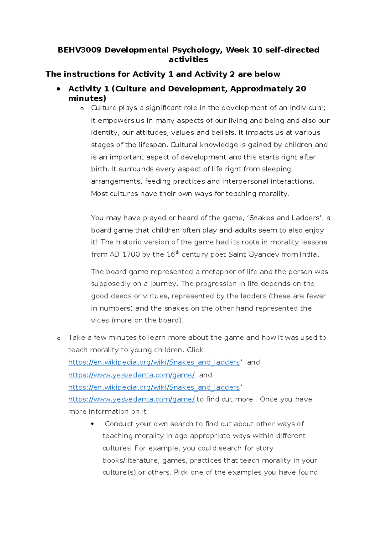 Week 10 self-directed activities - It impacts us at various stages of ...