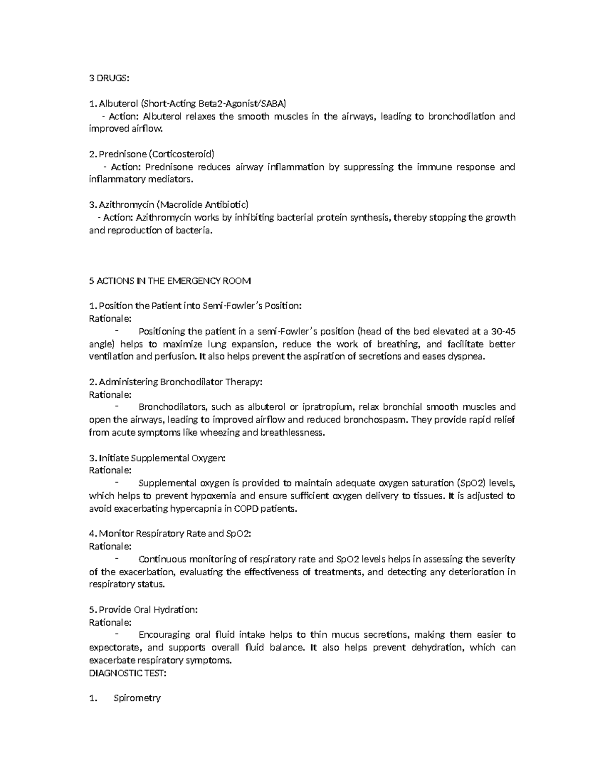 Copd - pathophysio - 3 DRUGS: Albuterol (Short-Acting Beta2-Agonist ...