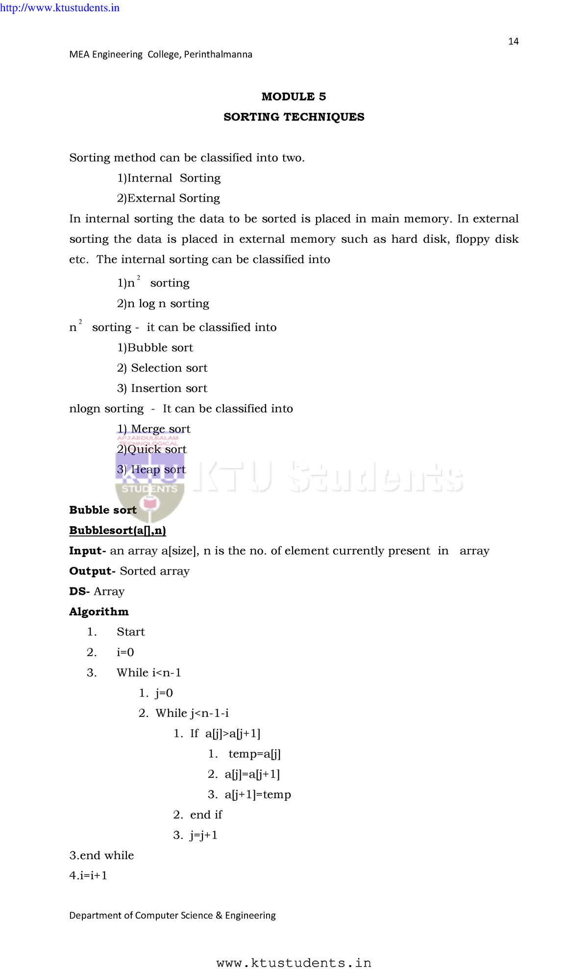 Dsa-module-5 ktustudents - 14 MEA Engineering College, Perinthalmanna Department of Computer ...