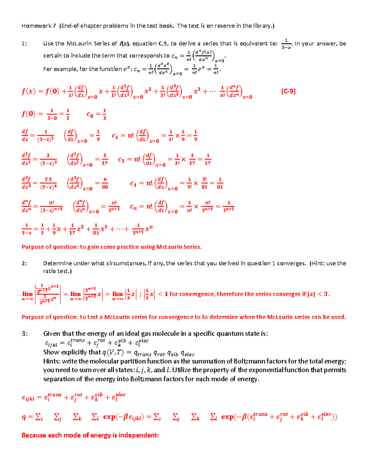 Homework 7 Solutions - Homework 7 (End-of-chapter problems in the text ...