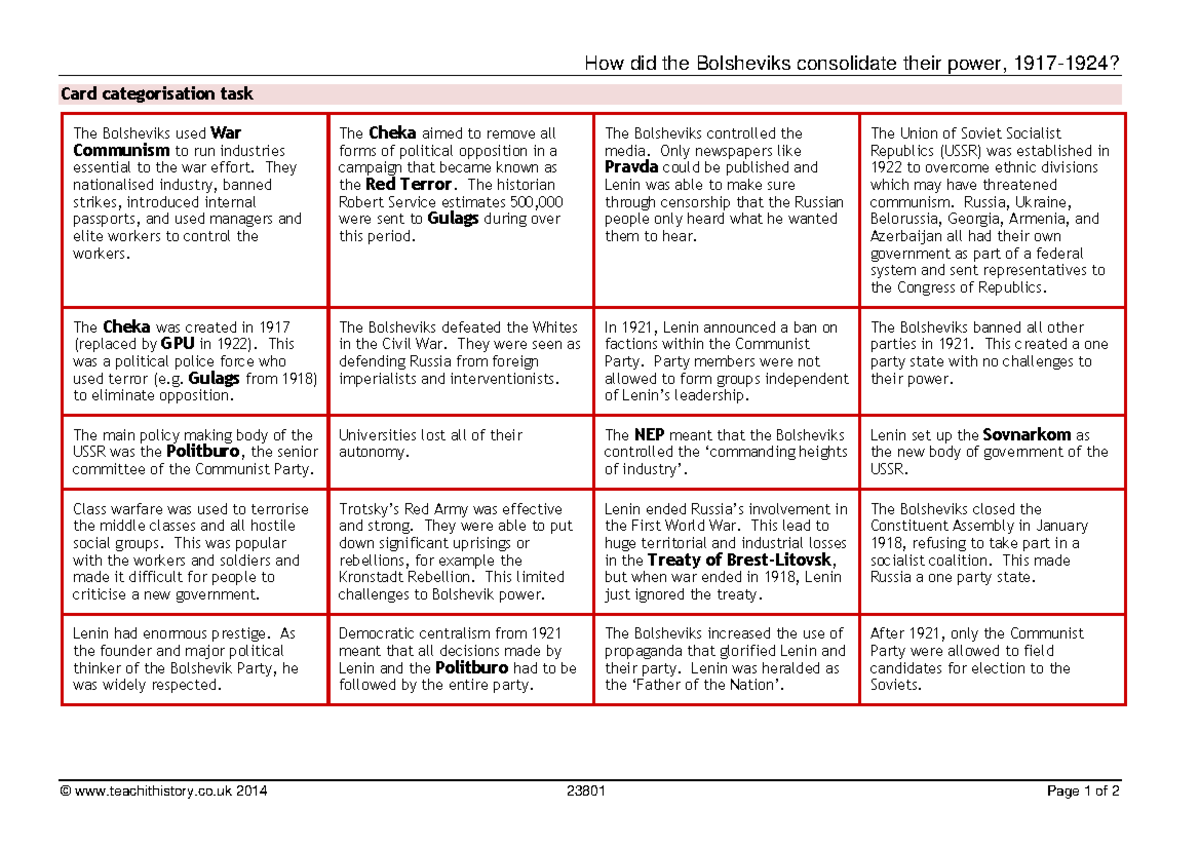 23801 how did the bolsheviks consolidate their power 1917 19 - How did ...
