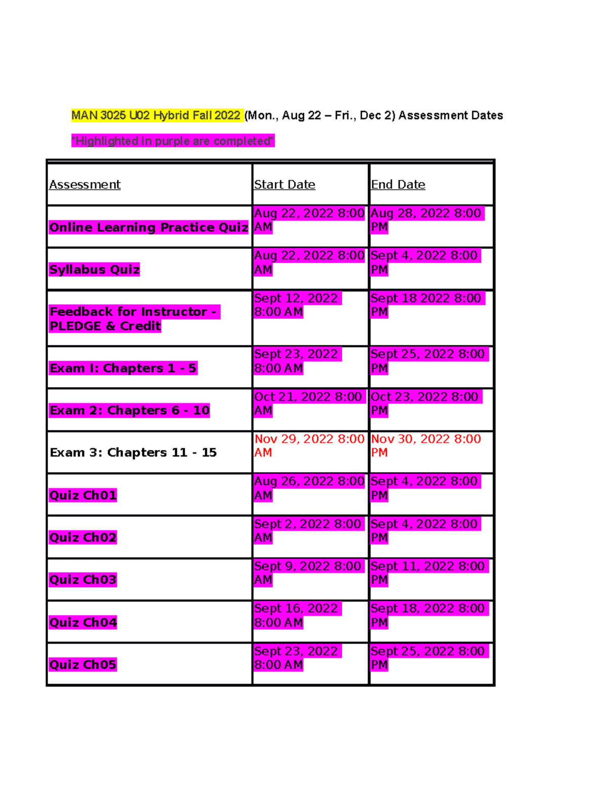 MAN 3025 Due Dates - hbvkbfwrbgfiwygfugwjfb s - MAN 3025 U02 Hybrid ...