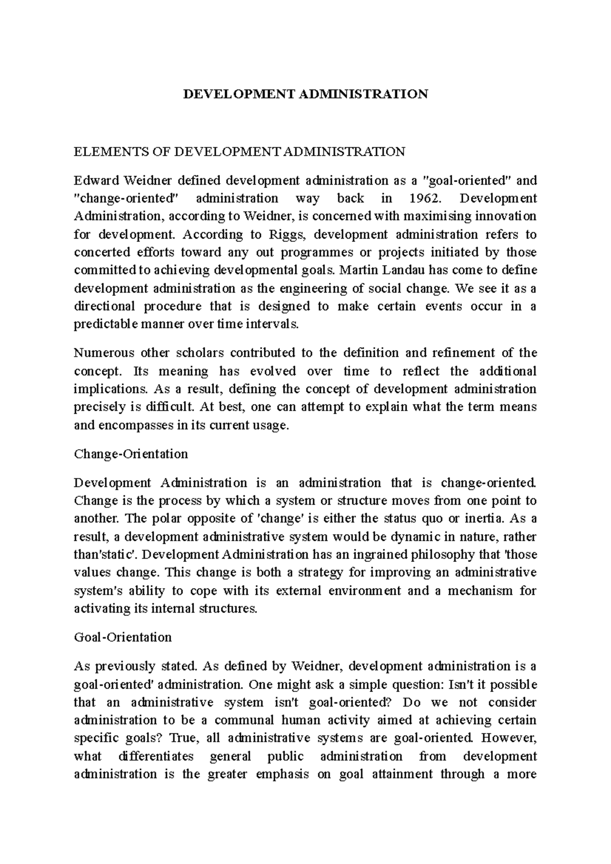 Development Administration - Development Administration, according to ...