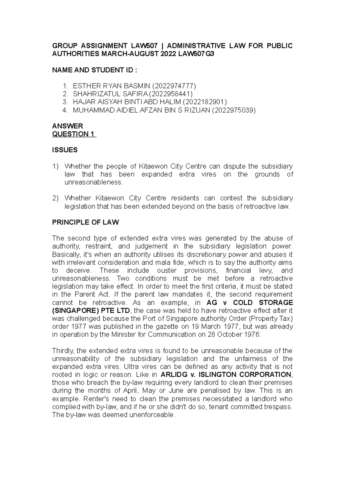 Group Assignment LAW507 - GROUP ASSIGNMENT LAW507 | ADMINISTRATIVE LAW ...