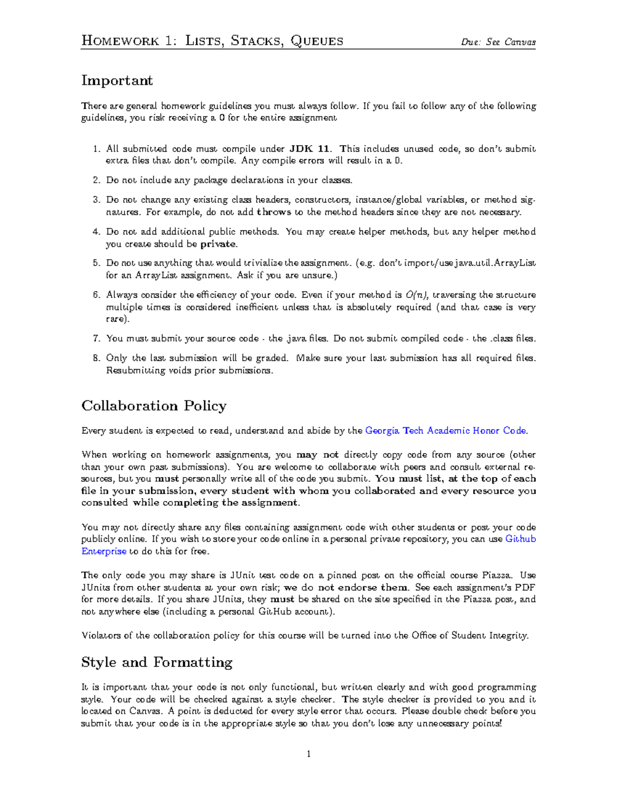 Homework 1 - Important There are general homework guidelines you must ...