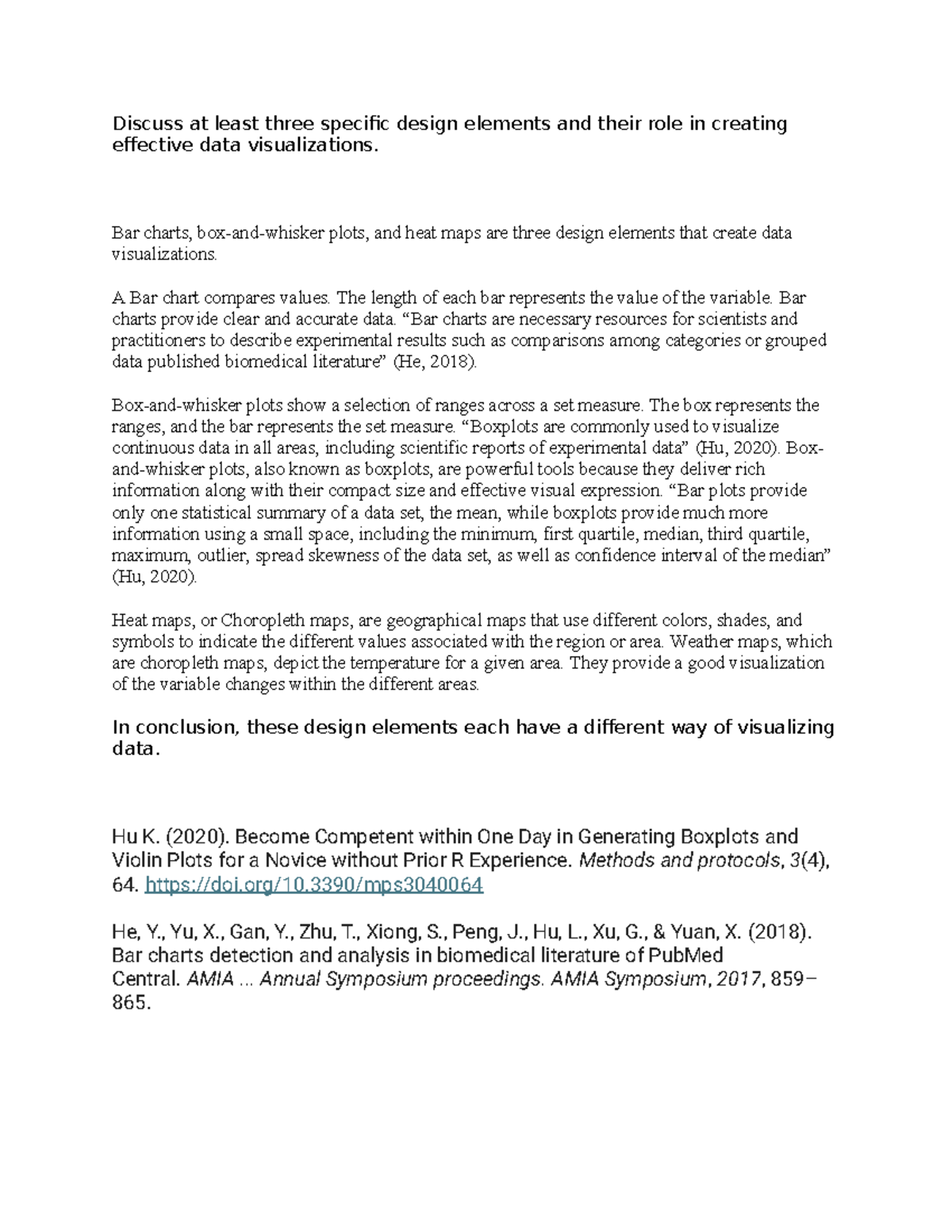 Discuss at least three specific design elements and their role in creating effective data - Studocu
