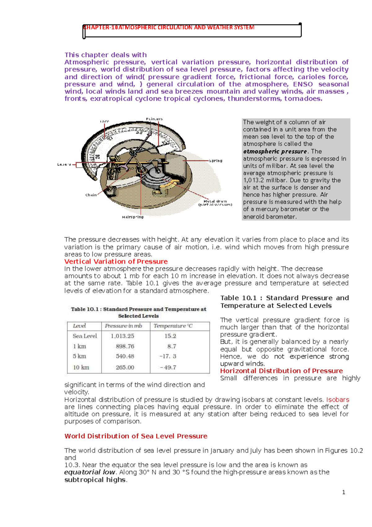 11 geography notes 10 atmospheric circulation and weather system - This ...
