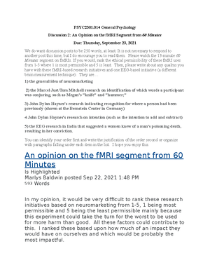 PSYC2301 Instructions and Rubric for Eyewitness Testimony - Reaction ...