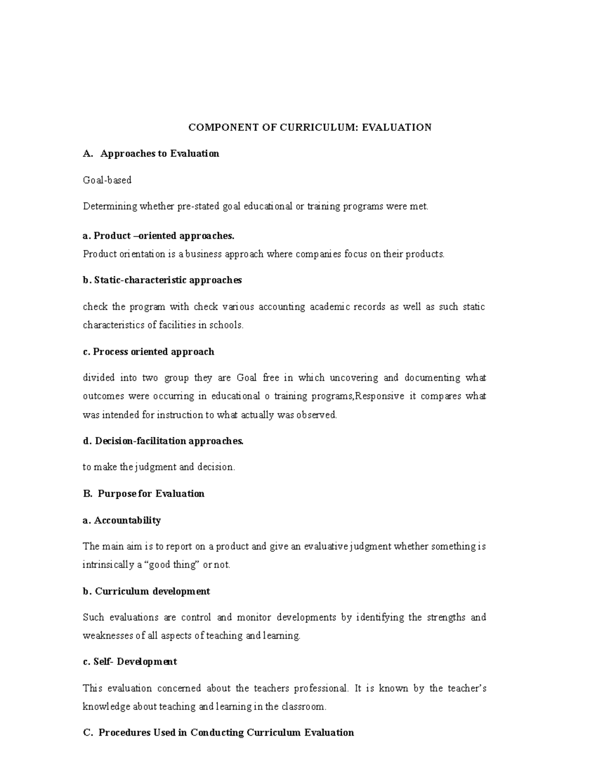 Component Of Curriculum Evaluation COMPONENT OF CURRICULUM component-of-curriculum-evaluation-component-of-curriculum