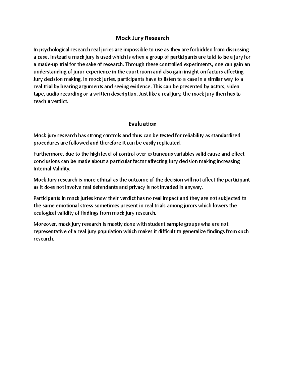 Mock Jury Research - Alevel notes on psychology - Mock Jury Research In ...