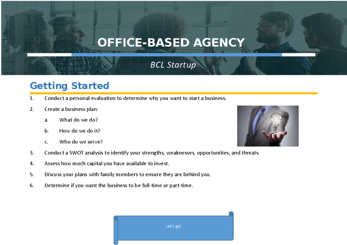 Office-base Agency - oooooo - OFFICE-BASED AGENCY BCL Startup Getting ...