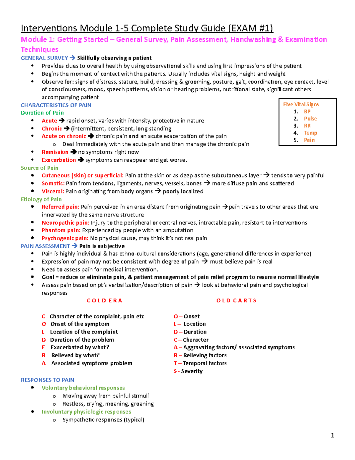 Interventions EXAM 1 Study Guide - Interventions Module Complete Study ...