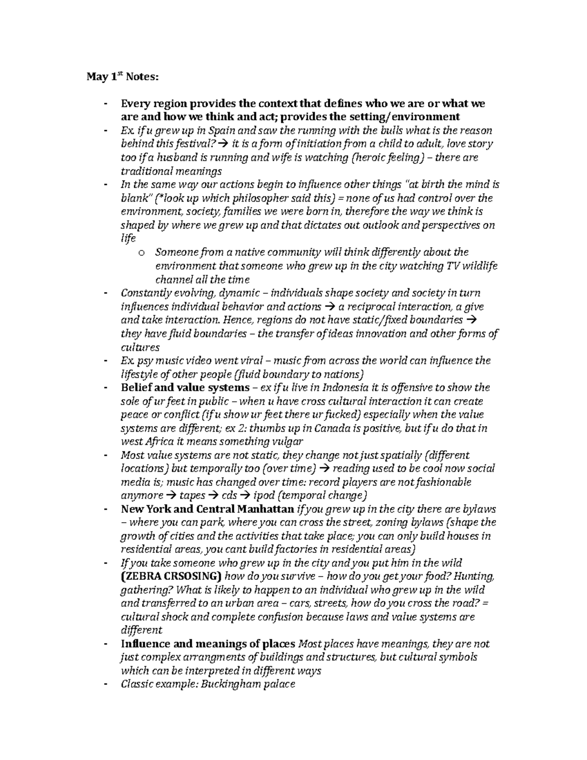 Lecture Notes, Lectures 1-6 - May 1st Notes: Every region provides the ...