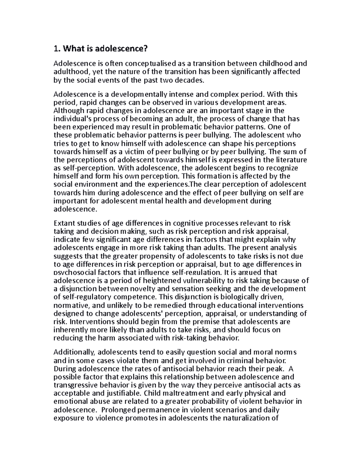 What is adolescence - 1. What is adolescence? Adolescence is often ...