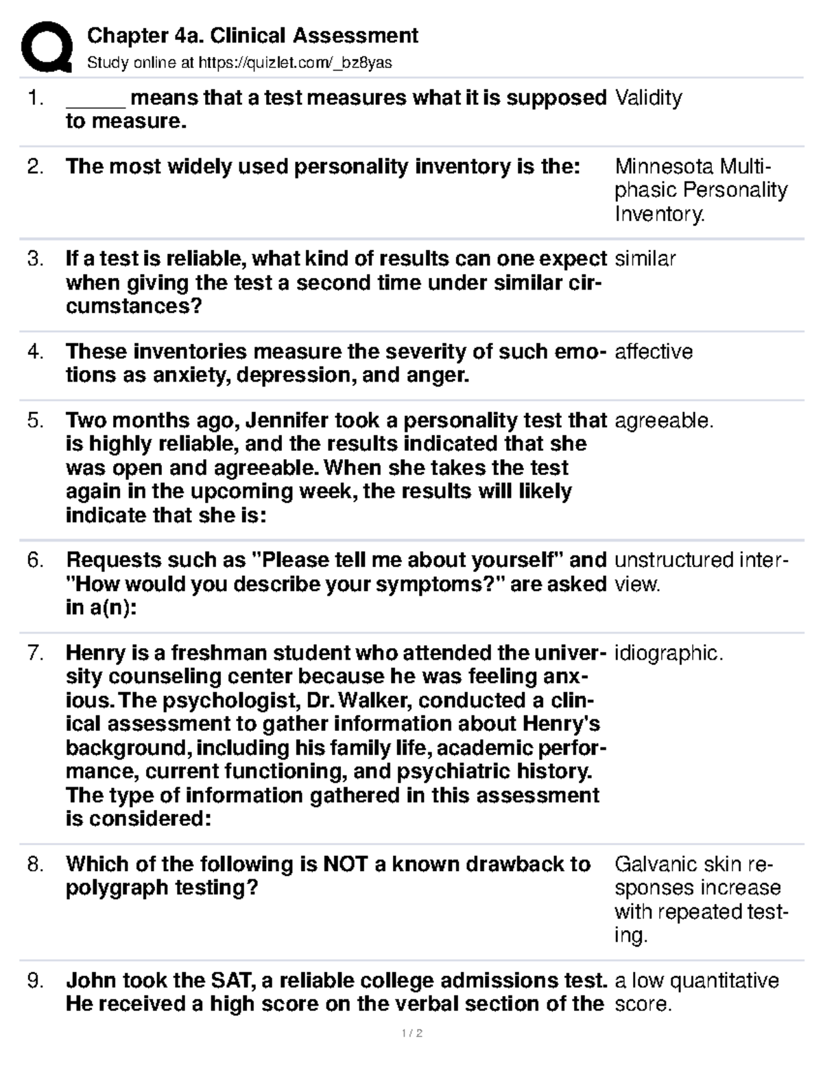 Chapter 4a. Clinical Assessment - Chapter 4a. Clinical Assessment Study ...