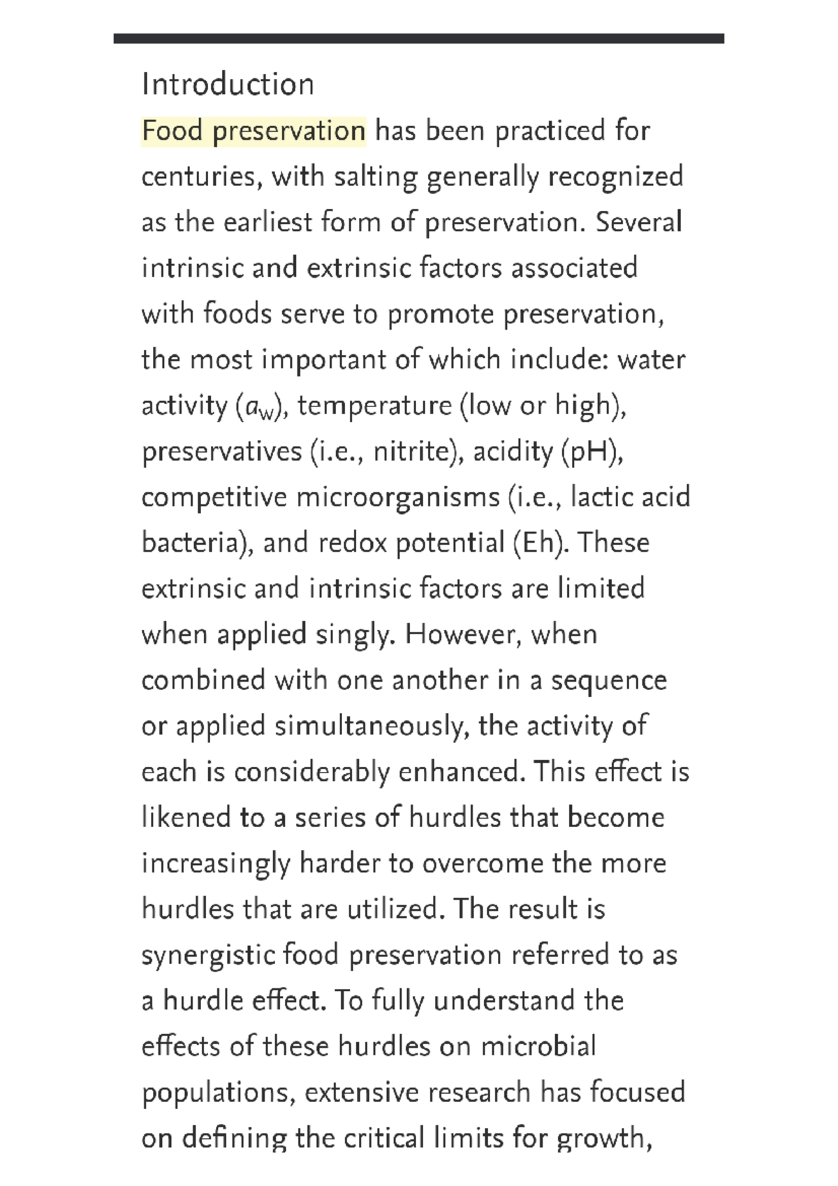 Food preservation - It is lecture notes - Foodtechnology - Studocu