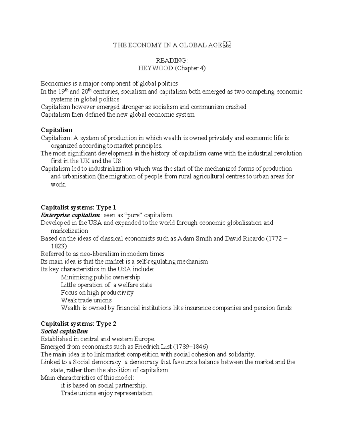 The Economy in a Global Age - Notes - THE ECONOMY IN A GLOBAL AGE ...