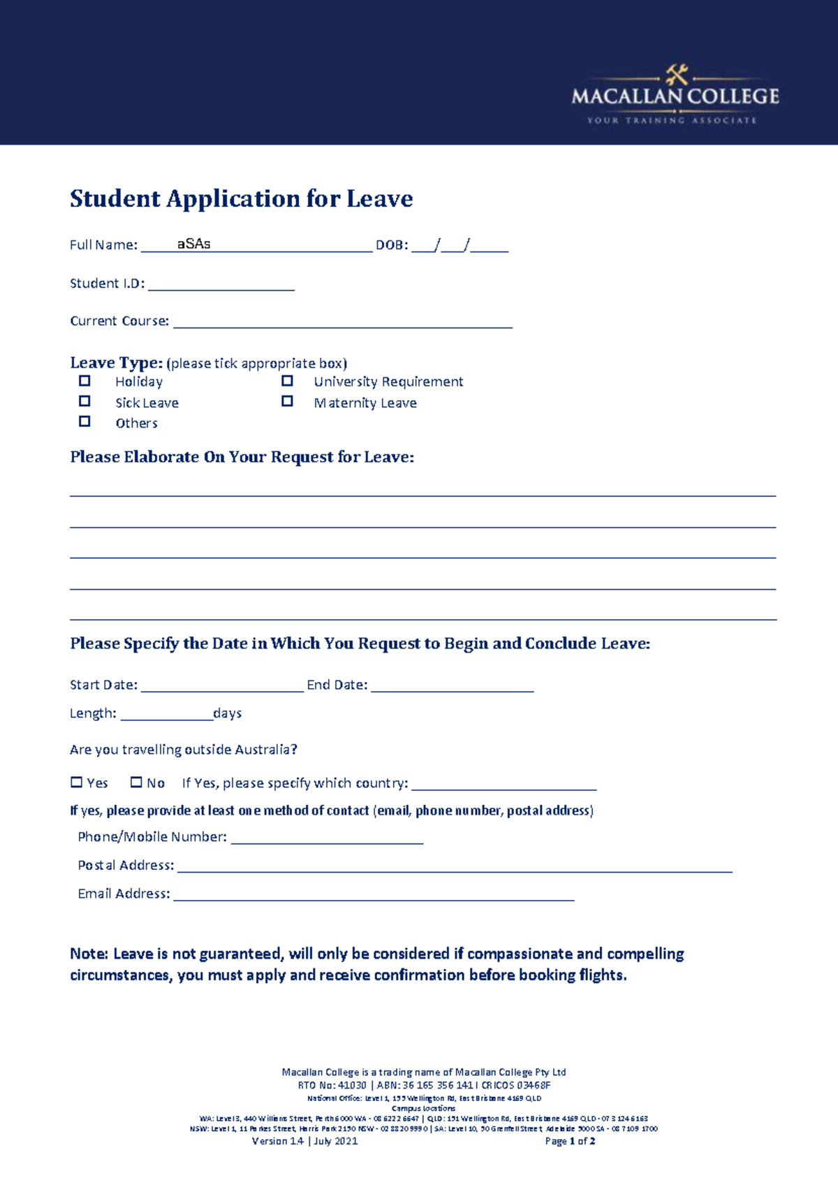 MAC Form Student-Application-for-Leave v1.4 Jul21-3-1(CECA1362-99F8 ...