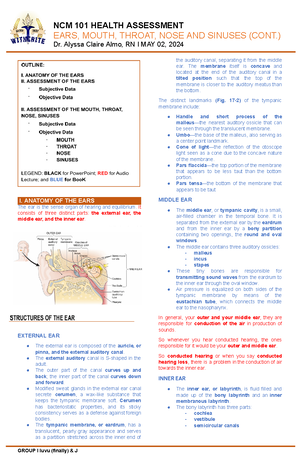 NCM 101 - Assessment of the Eyes - ASSESSMENT OF THE EYES Dr. Alyssa ...