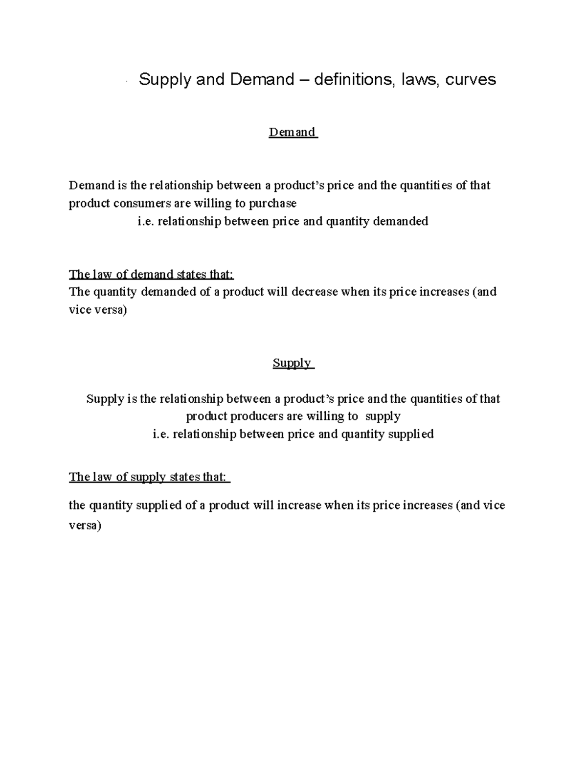 Supply and Demand – definitions, laws, curvesnt - · Supply and Demand ...