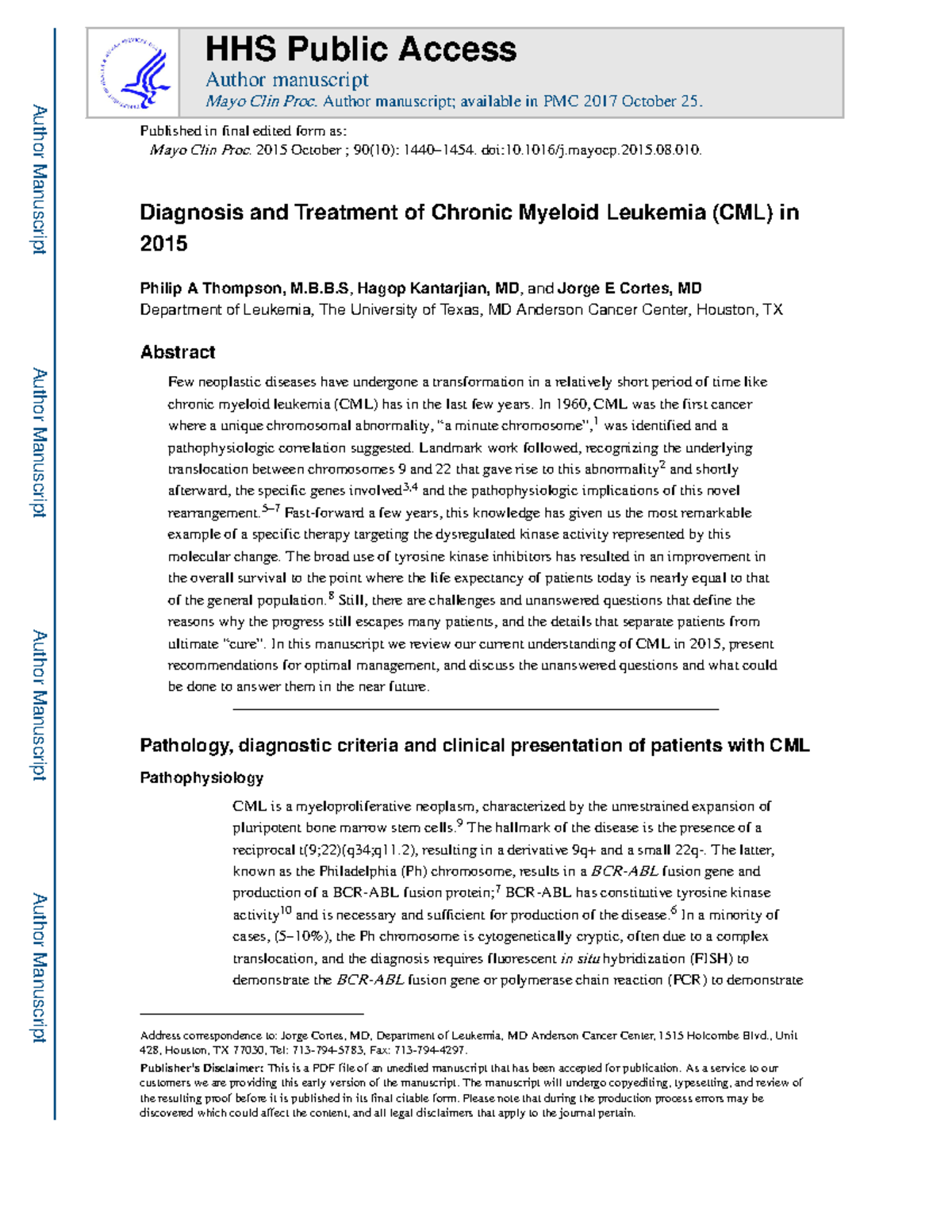 LMC Revision - Diagnosis and Treatment of Chronic Myeloid Leukemia (CML ...
