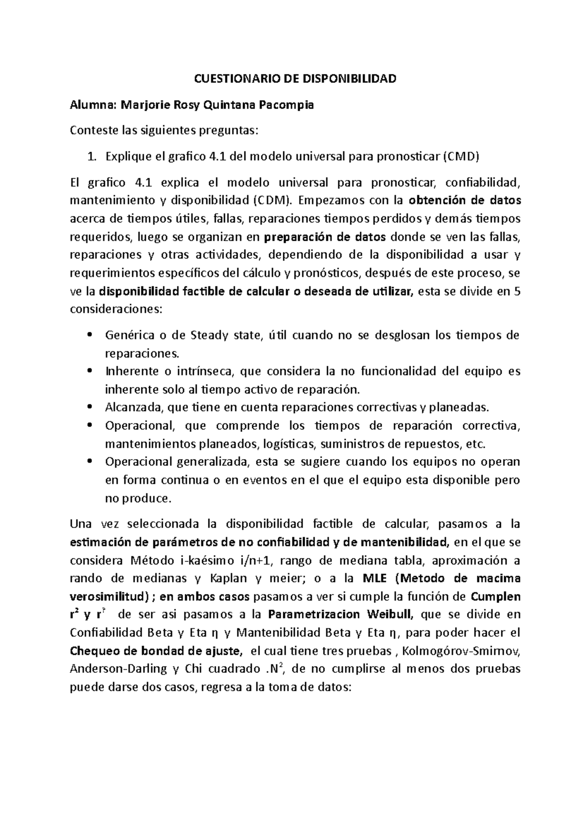 Cuestionario DE Disponibilidad - CUESTIONARIO DE DISPONIBILIDAD Alumna ...