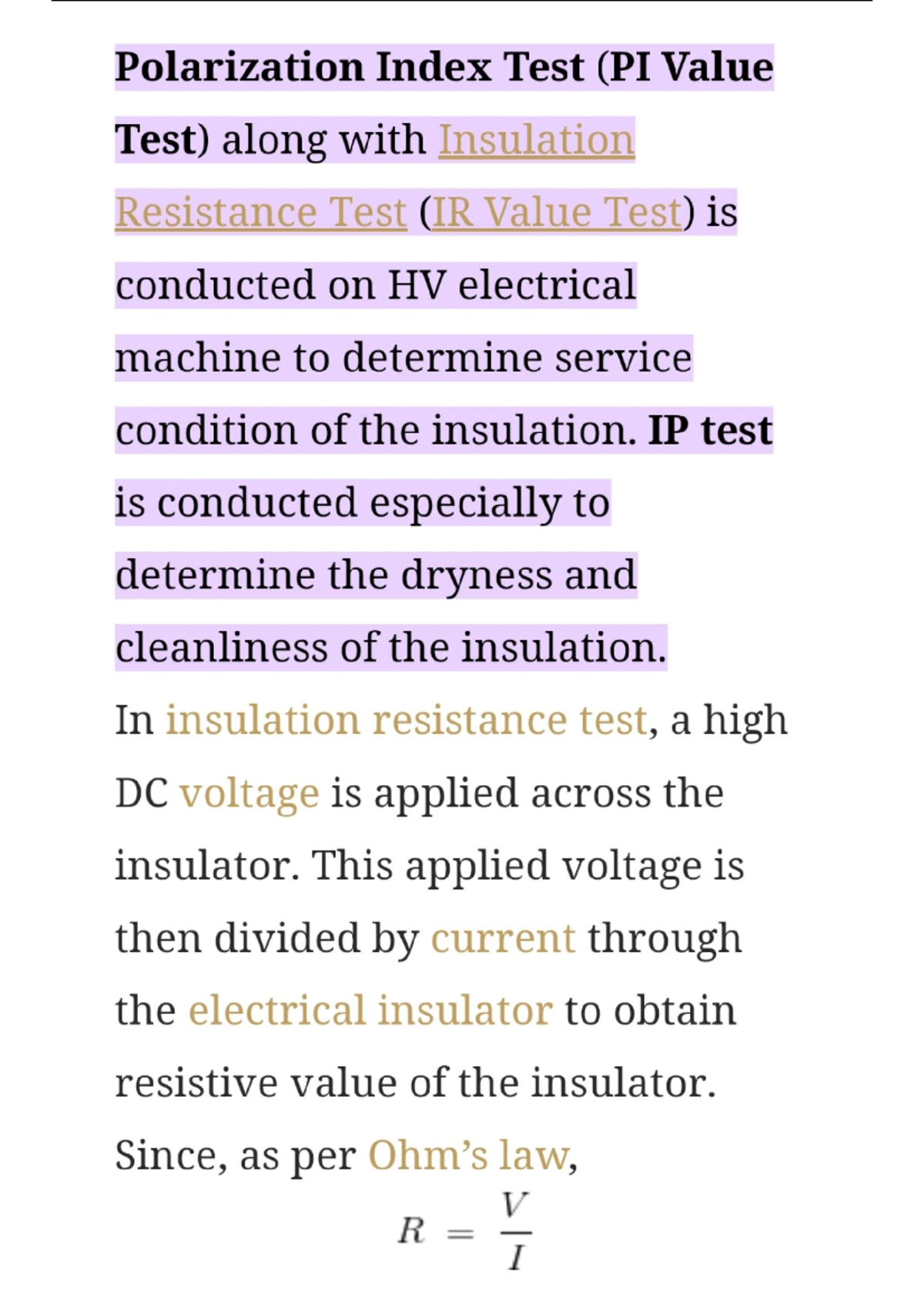PI, Insulation Resistance - marine engineering - Studocu