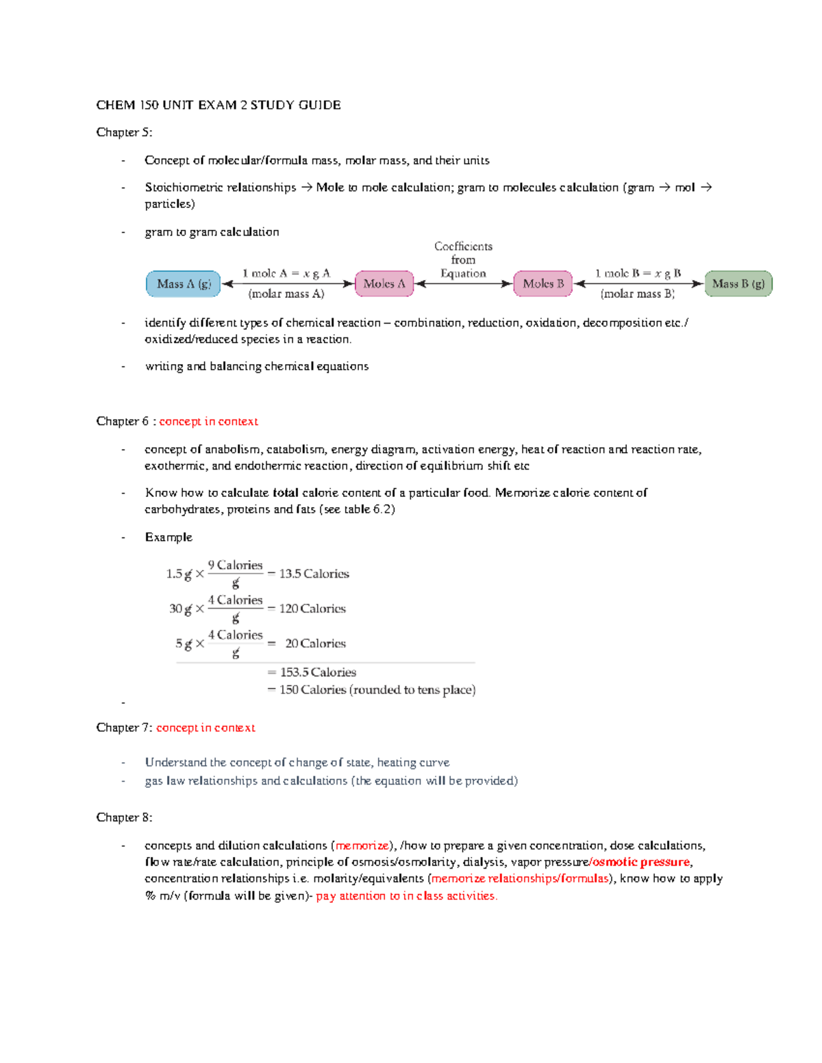 CHEM 150 UNIT EXAM 2 Study Guide - CHEM 150 UNIT EXAM 2 STUDY GUIDE ...