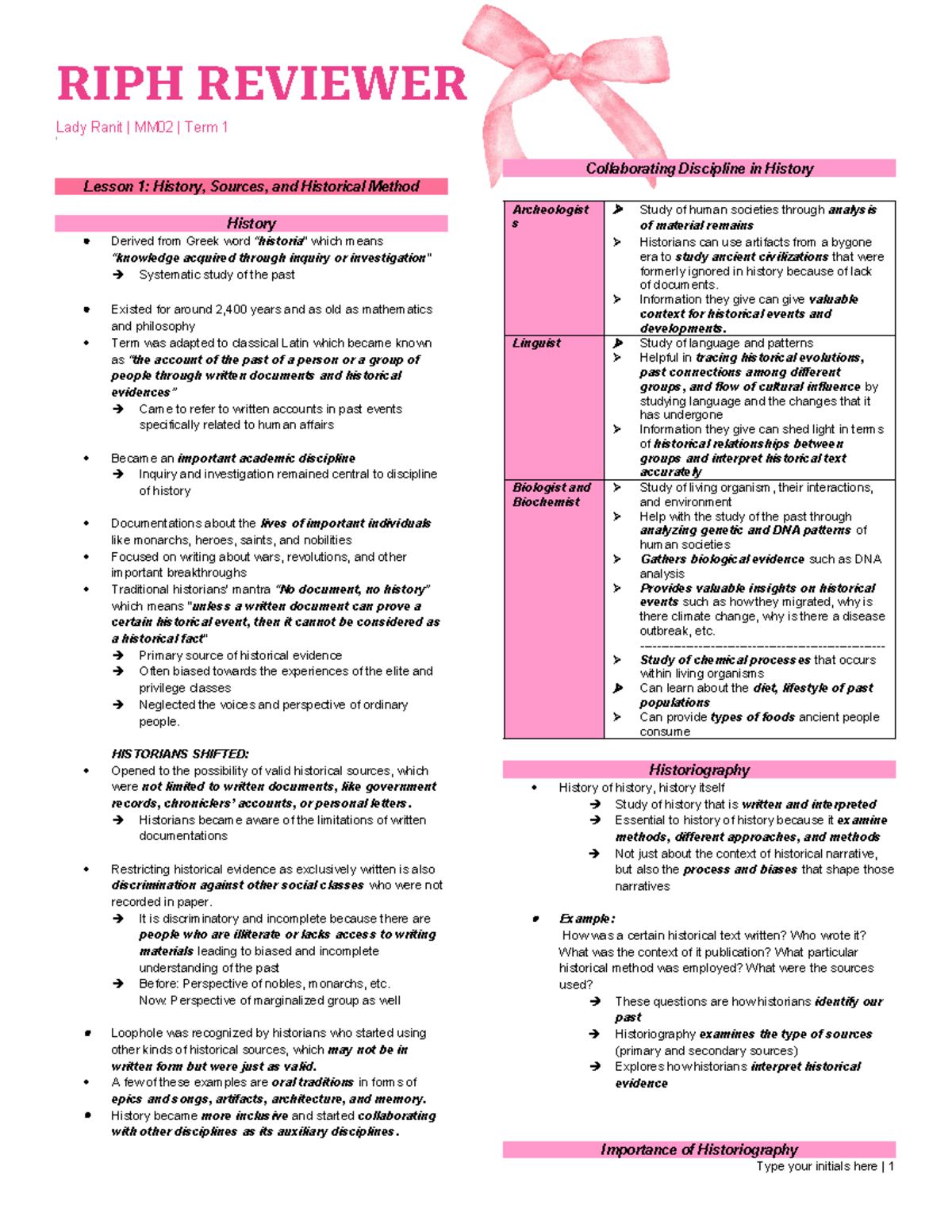 RIPH-Reviewer - Lesson 1: History, Sources, and Historical Method ...