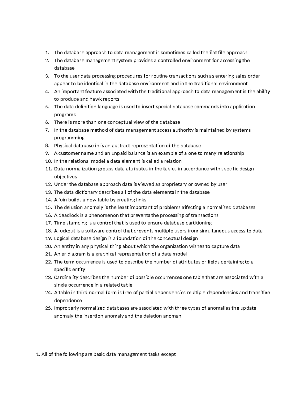 AIS Chapter 9 - The database approach to data management is sometimes ...