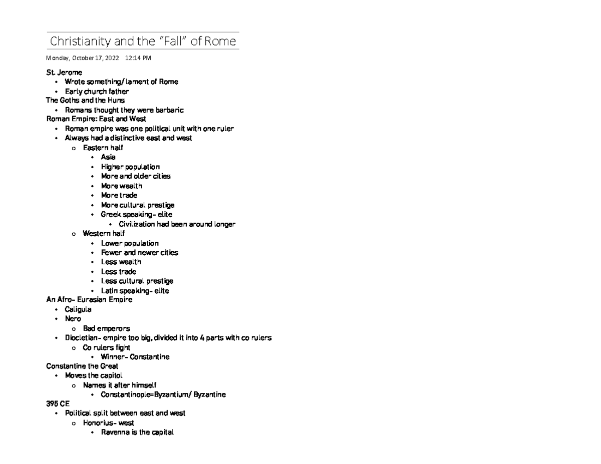 Christianity and the “Fall” of Rome - Christianity and the