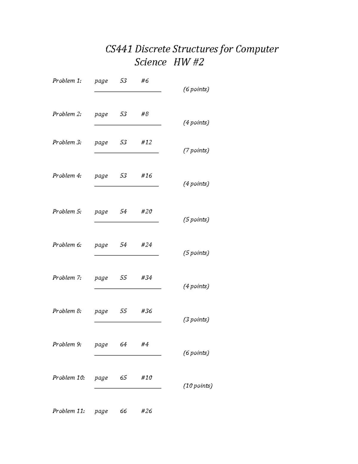 CS441 Homework 2 - CS441 Discrete Structures for Computer Science HW ...