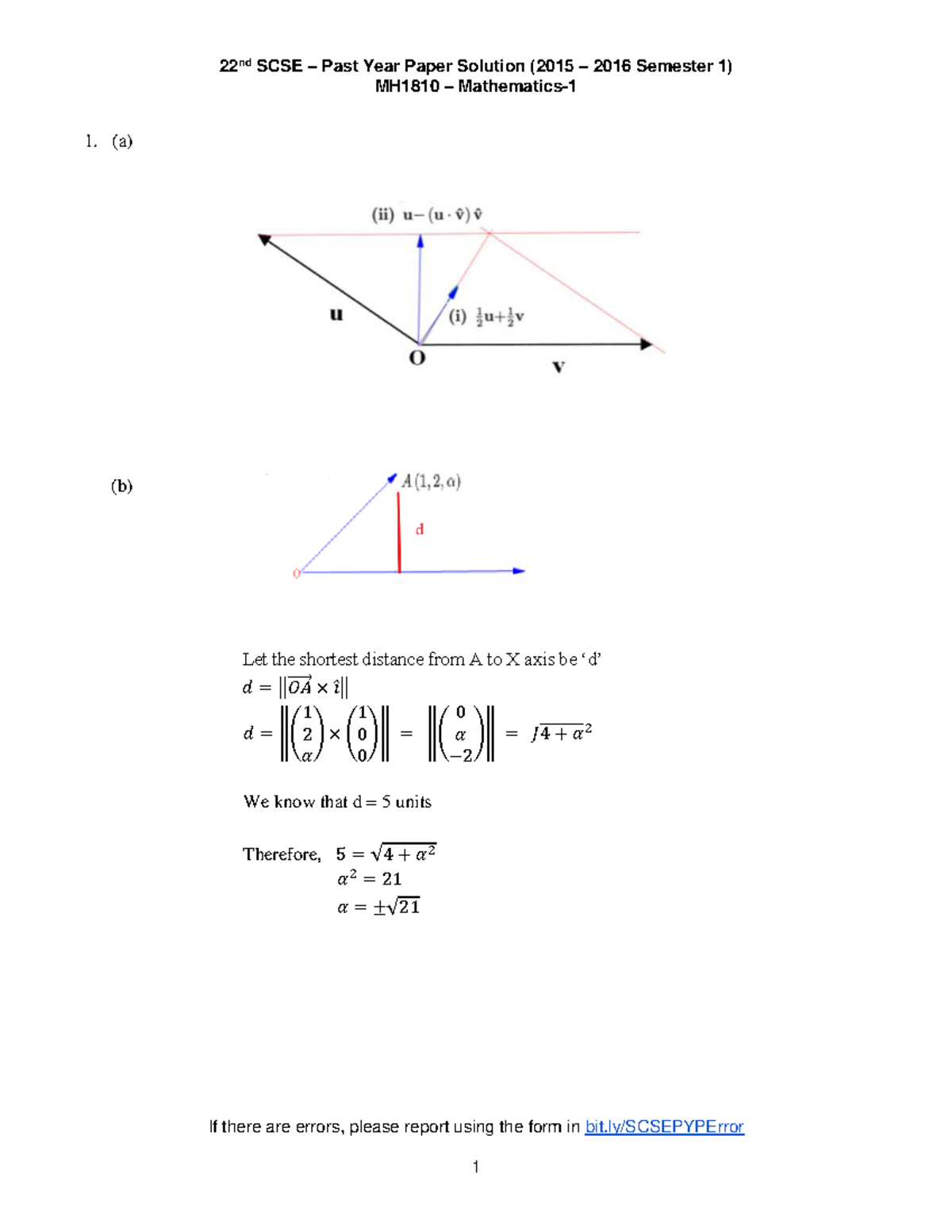 MH1810 Y15-16 S1 - pyp with soln - 22 SCSE – Past Year Paper Solution ...