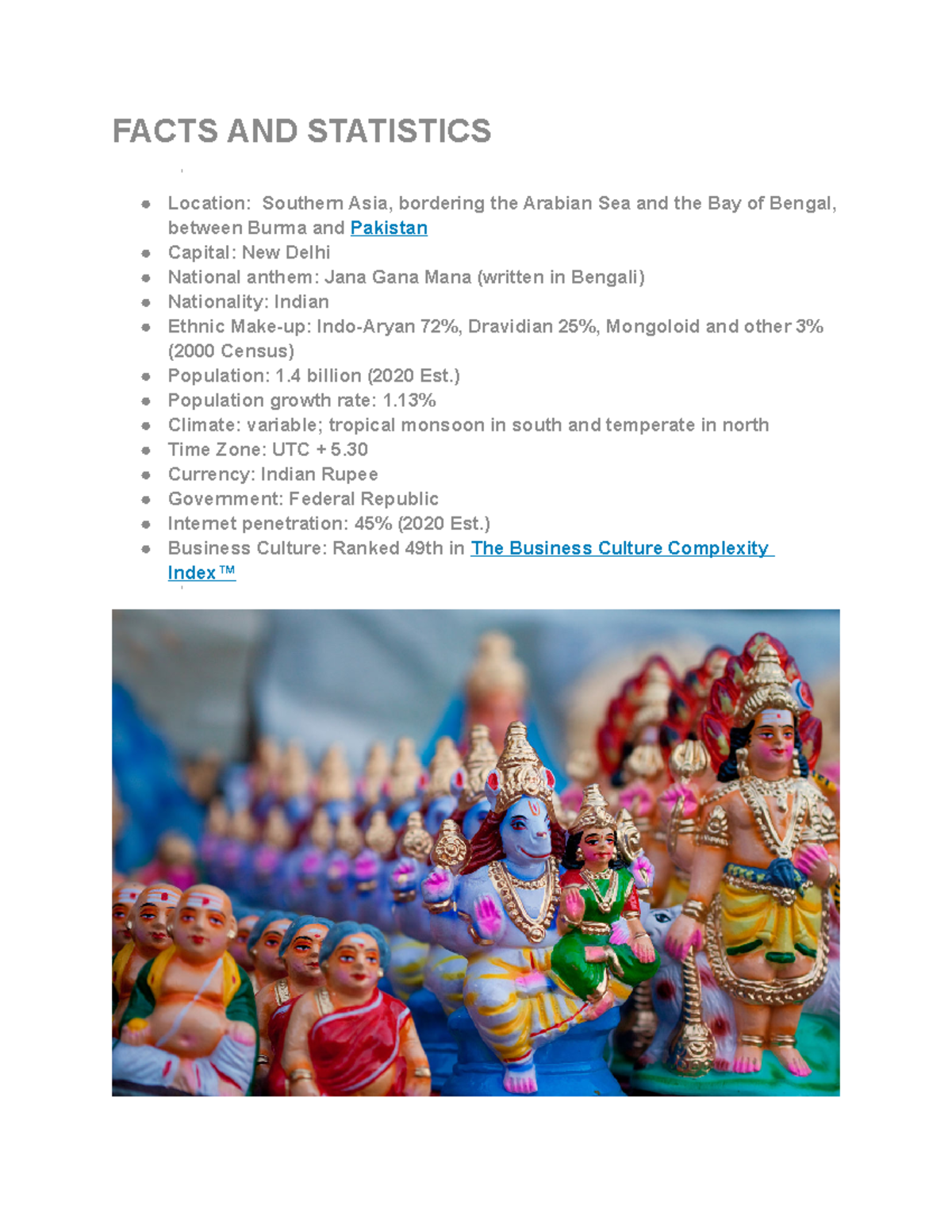 India Guide - FACTS AND STATISTICS Location: Southern Asia, bordering ...