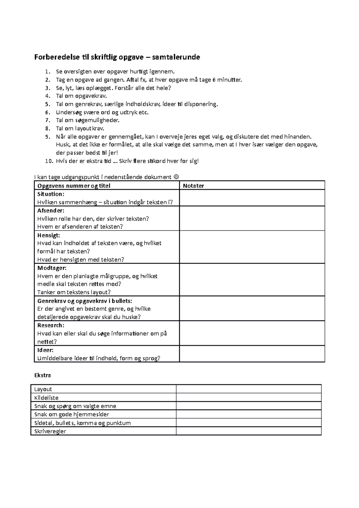 Samtalerunde dansk terminsprøve - Forberedelse til skriftlig opgave ...