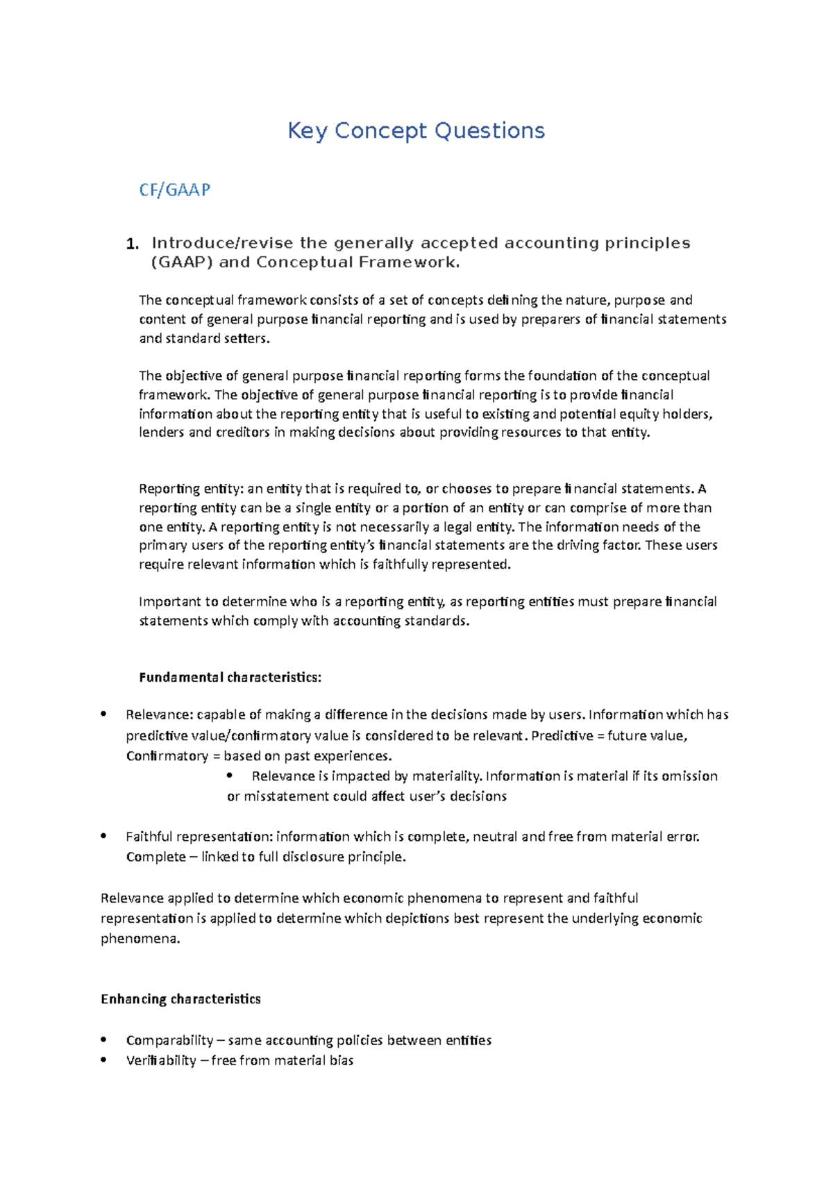 Key Concept Notes for each topic - ACCT1006 - USyd - Studocu