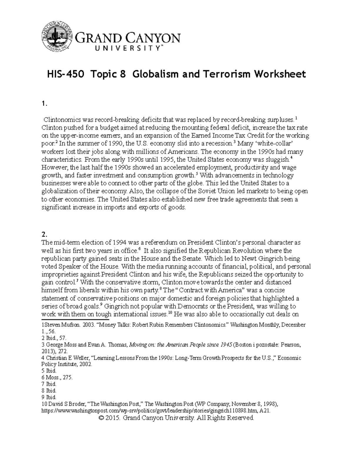 Reed-HIS-450 Topic 8 Globalism and Terrorism Worksheet - Topic 8 ...