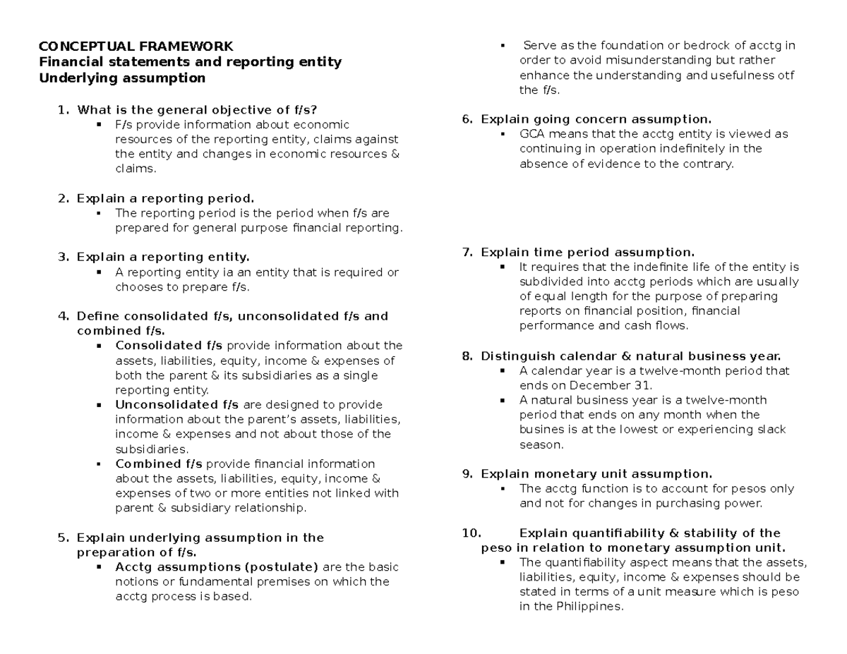 C4 CF Fs & reporting entity-underlying assumption - CONCEPTUAL ...