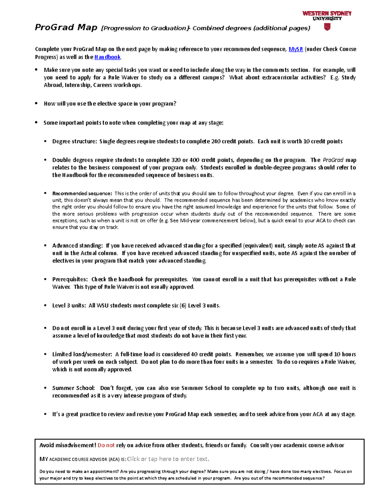 ProGrad Map to Combined Degrees - Studocu