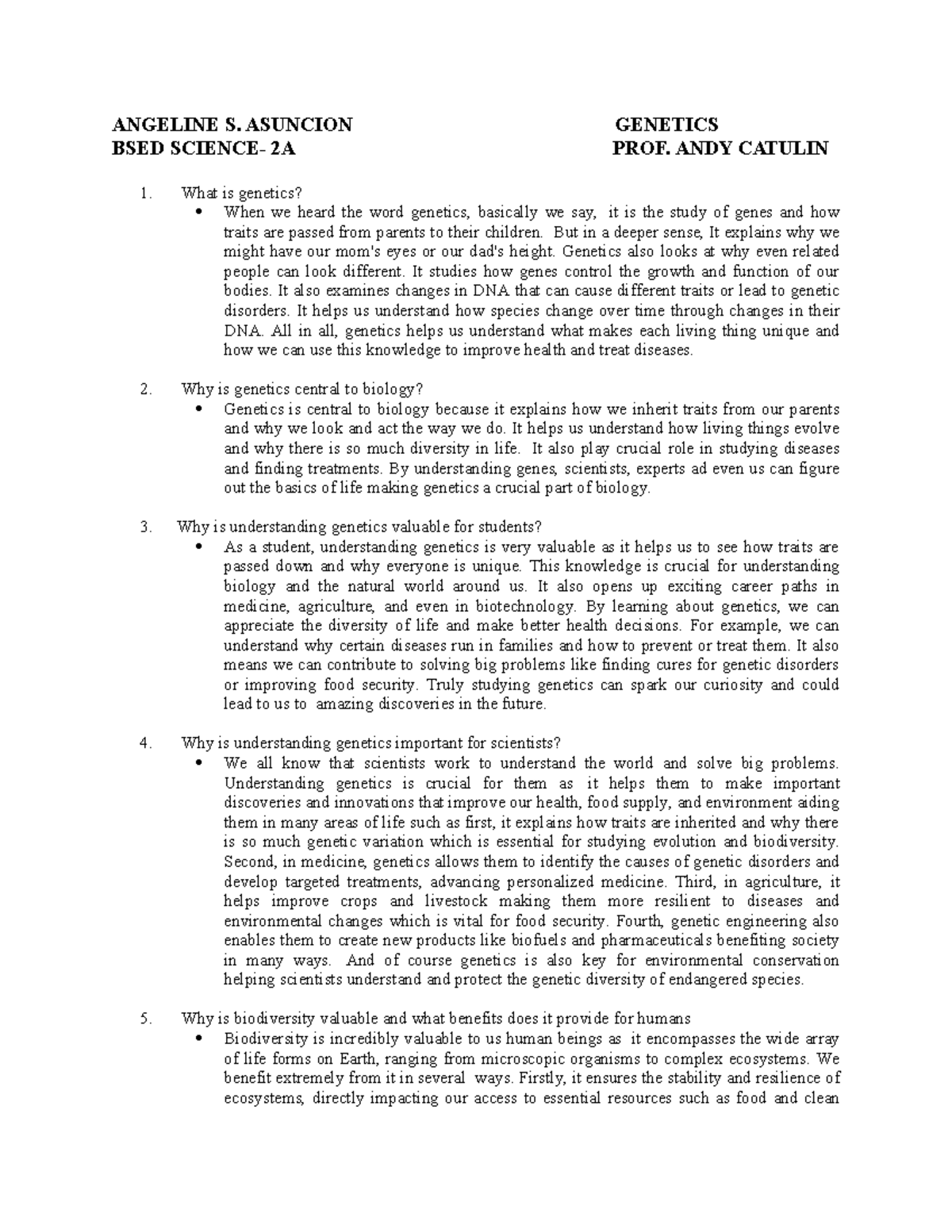 Asuncion Assignment 2 - Science - ANGELINE S. ASUNCION GENETICS BSED ...