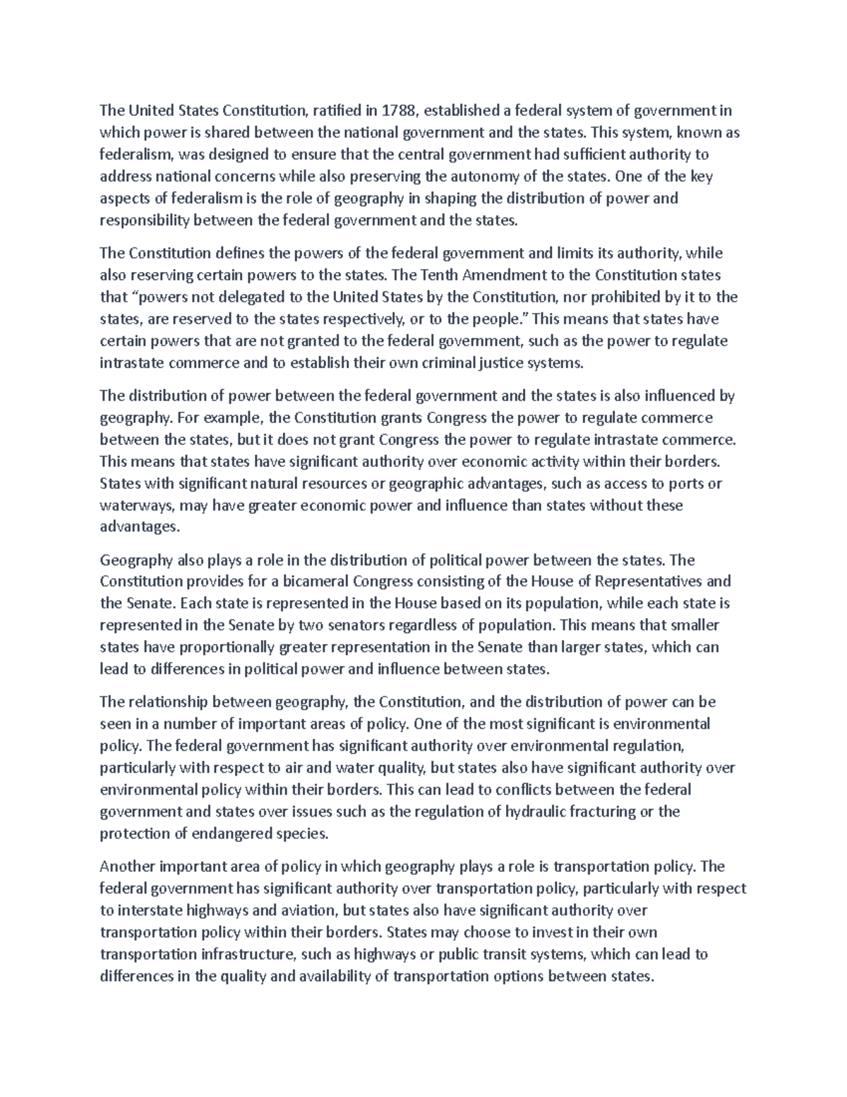 States, Geography, and the Constitution - The United States ...