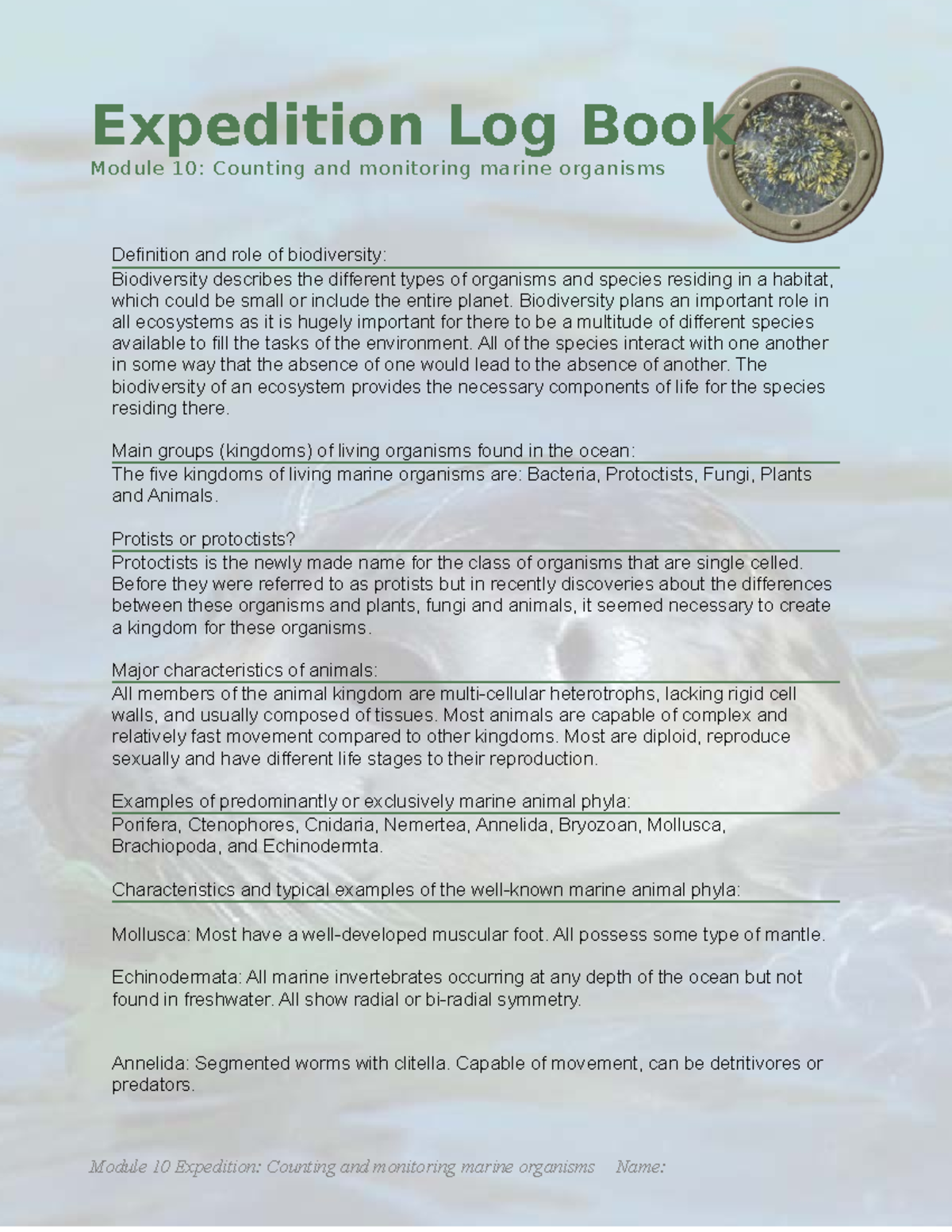 Log Book 10 (Autosaved) - Expedition Log Book Module 10: Counting and ...