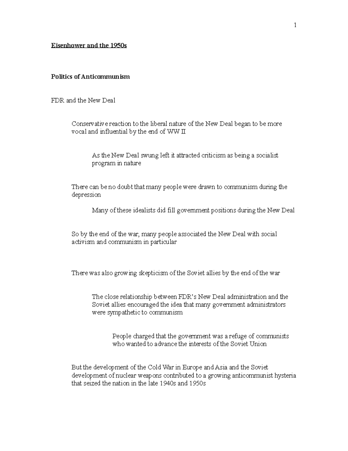 Hist 1302 13 Eisenhower and the 1950s - Eisenhower and the 1950s ...