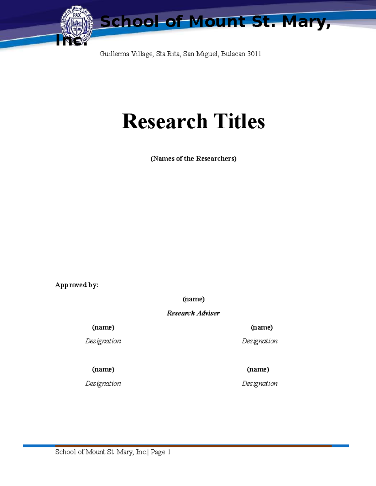 Research Template - none - Inc. Guillerma Village, Sta Rita, San Miguel ...
