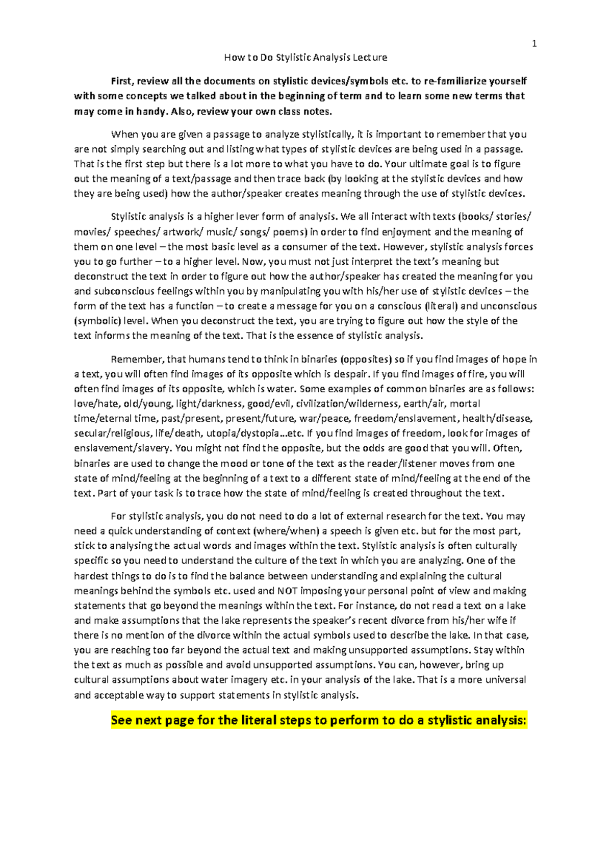 Longer Explanation for Stylistic Analysis with Examples - How to Do ...