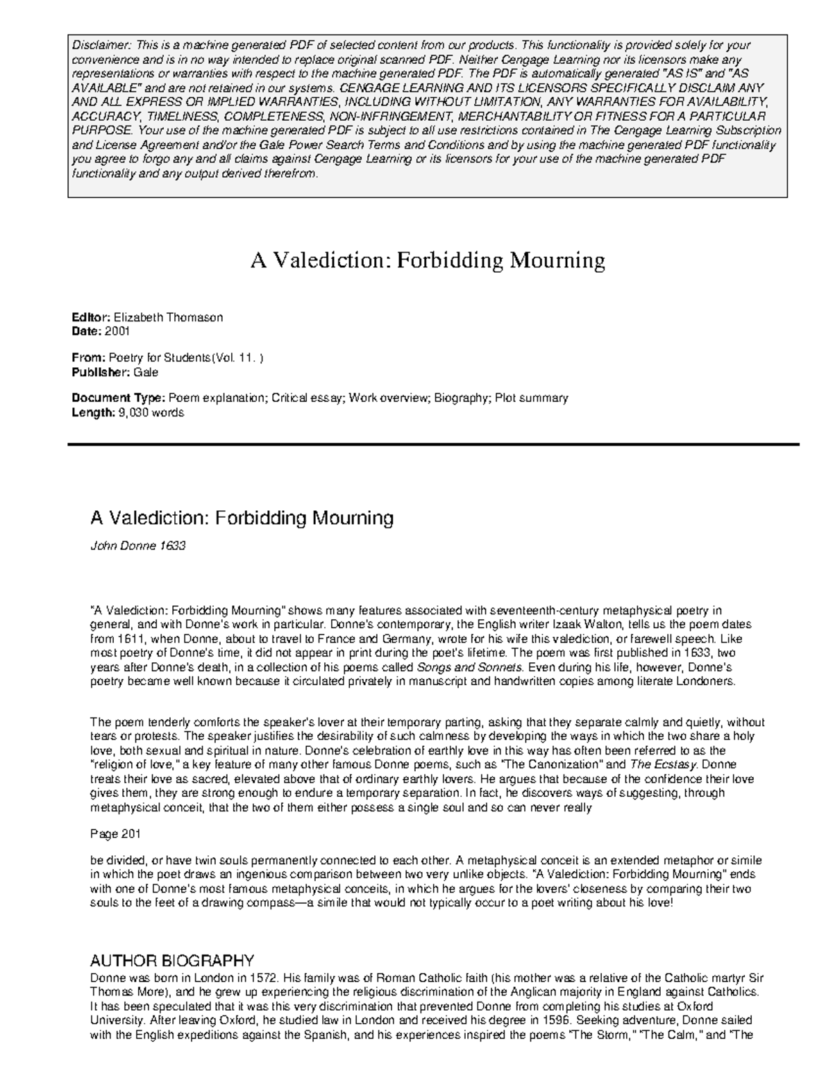 Filename= A Valediction Forbidding Mourn - Disclaimer: This is a ...