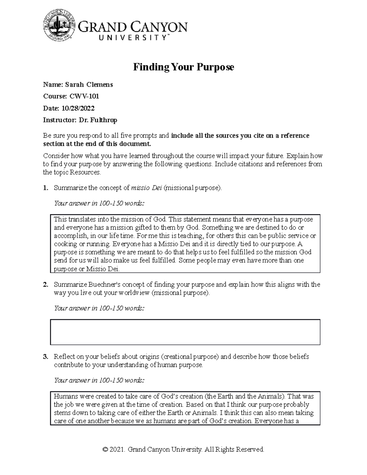 Week7 - Teacher: Dr Debbie Fulthorp Grade: 42.15/60 or 70.25 ...