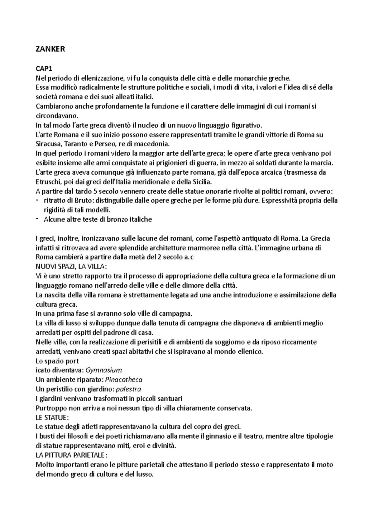 Riassunto Arte Romana - Paul Zanker - ZANKER CAP Nel periodo di ...