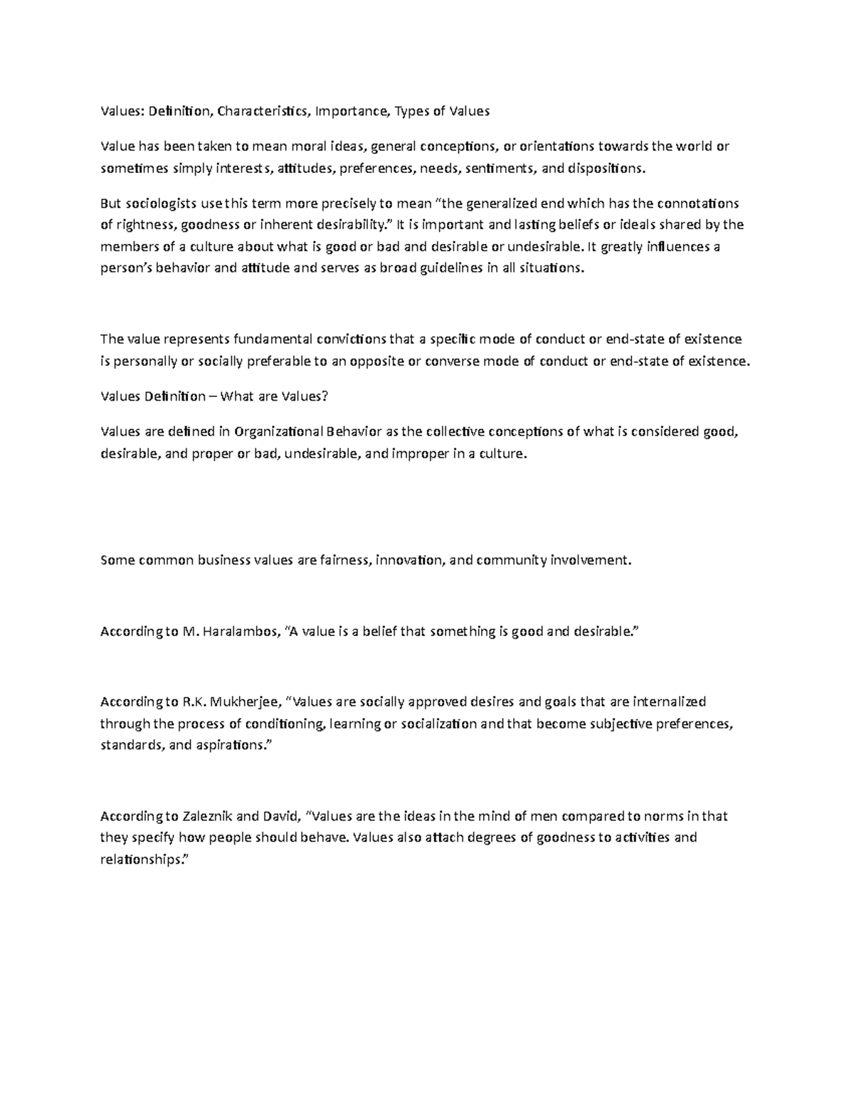 Values,Definition, Characteristics, Importance, Types of Values - ” It ...